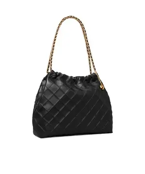 Tory Burch Fleming Drawstring Hobo Bag - Black