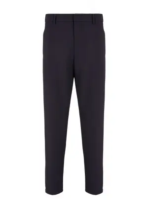 Emporio Armani Pleated Tapered Trousers - Navy Blue