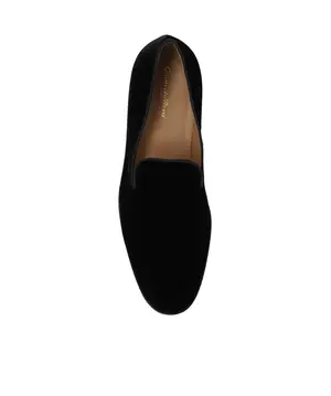 GIANVITO ROSSI Round Toe Velvet Loafers - Black