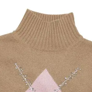 Max Mara High Neck Long-sleeved Jumper With Embellished Logo Detail - Nude