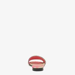 Fendi Flat Slides With Floral Motif And Logo Detail - Nude