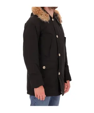 Woolrich Long-sleeved Down Parka With Fur-trimmed Hood