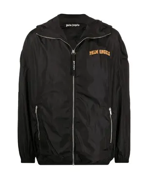 Palm Angels Logo Print Hooded Lightweight Jacket