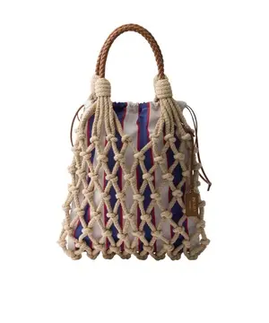 Prada Logo Net Tote Bag - Brown