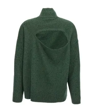 Victoria Beckham Mélange High Neck Sweater With Cut Out Detail