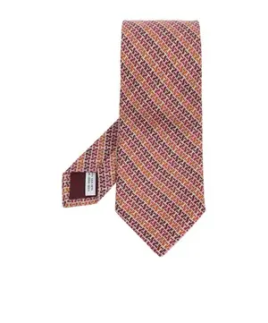 FERRAGAMO Printed Silk Neck Tie - Red