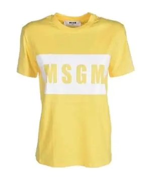 MSGM Round Neck Logo T-shirt - Yellow