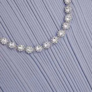 SELF-PORTRAIT Ribbed Knit Diamante Midi Dress