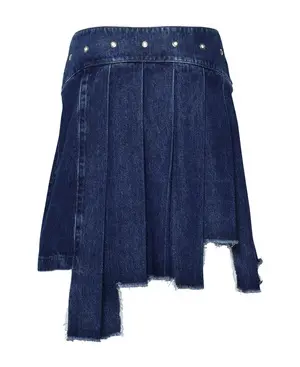Off-White Belted Pleated Denim Skirt