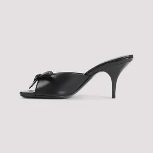 Miu Miu Leather Heeled Sandals With Bow Detail