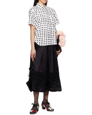 Comme Des Garçons Elastic Waist Skirt With Ruffle Trim