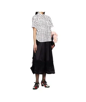 Comme Des Garçons Elastic Waist Skirt With Ruffle Trim