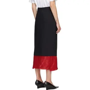 RÓHE Layered Wool Midi Skirt With Chiffon Trim
