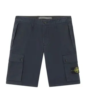Stone Island Logo Patch Cargo Shorts - Blue