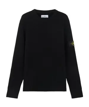 Stone Island Knitted Crewneck Jumper - Black