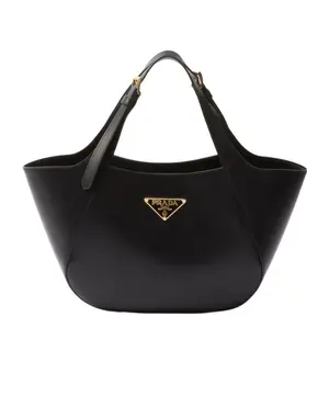 Prada Medium Leather Tote Bag - Black