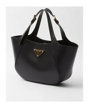 Prada Medium Leather Tote Bag - Black