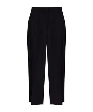 Balmain Pleated Grain De Poudre Trousers - Black