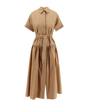 Max Mara Agoraio Belted Midi Dress - Caramel Color
