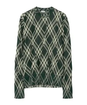 Burberry Checked Crewneck Knitted Jumper - Black