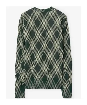 Burberry Checked Crewneck Knitted Jumper - Black