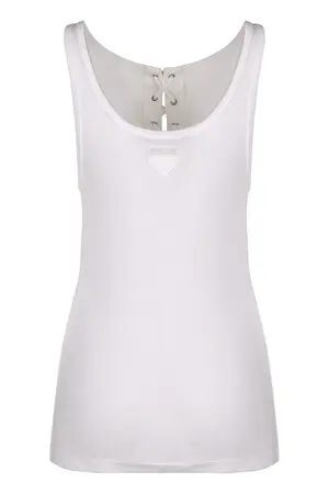 Prada Logo Patch Scoop Neck Tank Top - No