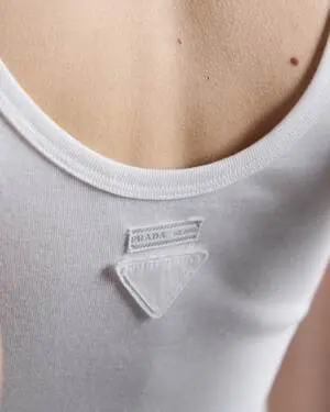 Prada Logo Patch Scoop Neck Tank Top - No