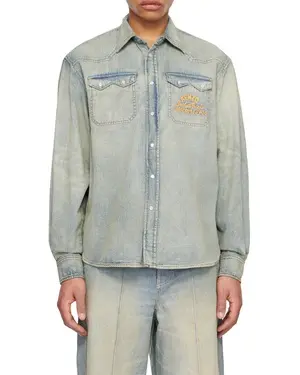 Kenzo Drawn Varsity Denim Western Shirt