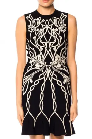 Alexander McQueen Embroidered Sleeveless Round Neck Dress