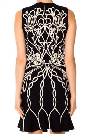 Alexander McQueen Embroidered Sleeveless Round Neck Dress