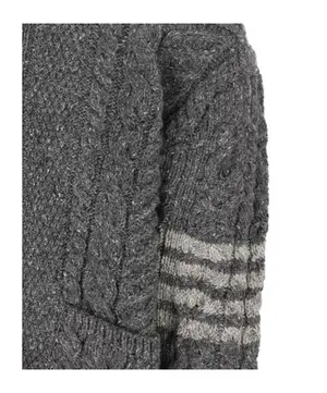 Thom Browne Button-up Knit Cardigan With Shawl Collar And Ribbed Hem
