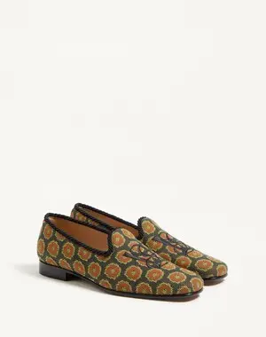 Valentino Garavani Logo Embroidered Floral Patterned Loafers