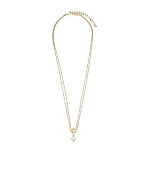 FERRAGAMO Gancini Pearl Pendant Necklace - Gold