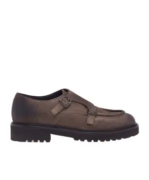 DOUCAL'S Double Buckle Monk Shoes - Brown