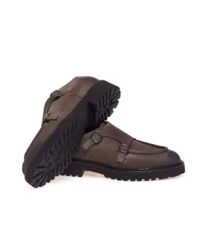 DOUCAL'S Double Buckle Monk Shoes - Brown