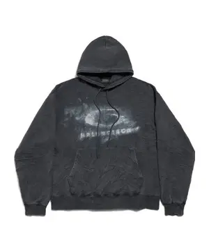 Balenciaga Logo Printed Drawstring Hoodie - Black