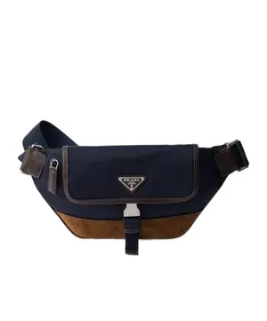Prada Logo Belt Bag - Blue/coffee