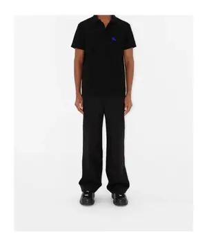 Burberry Ekd-embroidered Short Sleeved Polo Shirt - Black