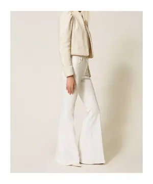 TWINSET Mid-rise Flared Leather Jeans