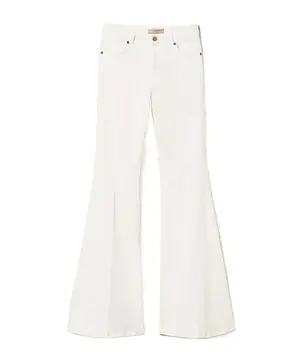 TWINSET Mid-rise Flared Leather Jeans - White