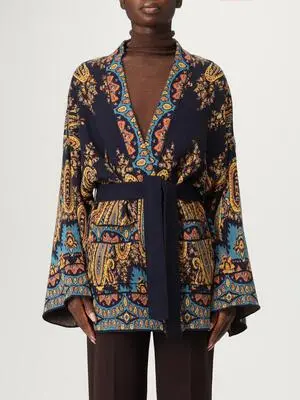 Etro Long-sleeved Belted Cape With V-neck
