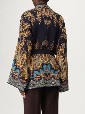 Etro Long-sleeved Belted Cape With V-neck