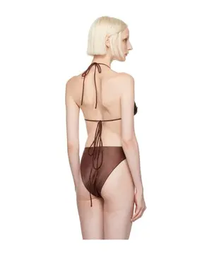 Magda Butrym Rose Embellished Triangle Bikini Top - Brown