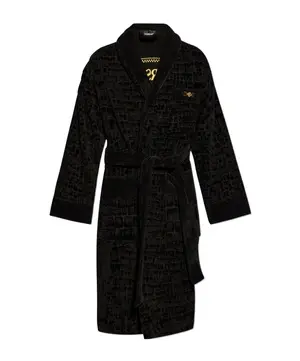 Versace Long-sleeved Belted Bathrobe - Black
