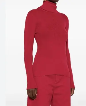 P.a.r.o.s.h Ribbed Turtleneck Knit Sweater With Back Slit