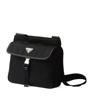 Prada Logo Plaque Buckle Shoulder Bag