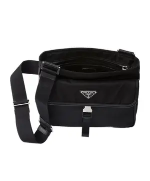 Prada Logo Plaque Buckle Shoulder Bag