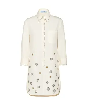 Prada Appliqué Detailed Button-up Shirtdress - Neutral