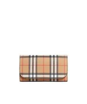 Burberry Long Checkered Folding Purse - Nude