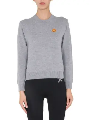 Kenzo Tiger Patch Woolen Pullover - Gray